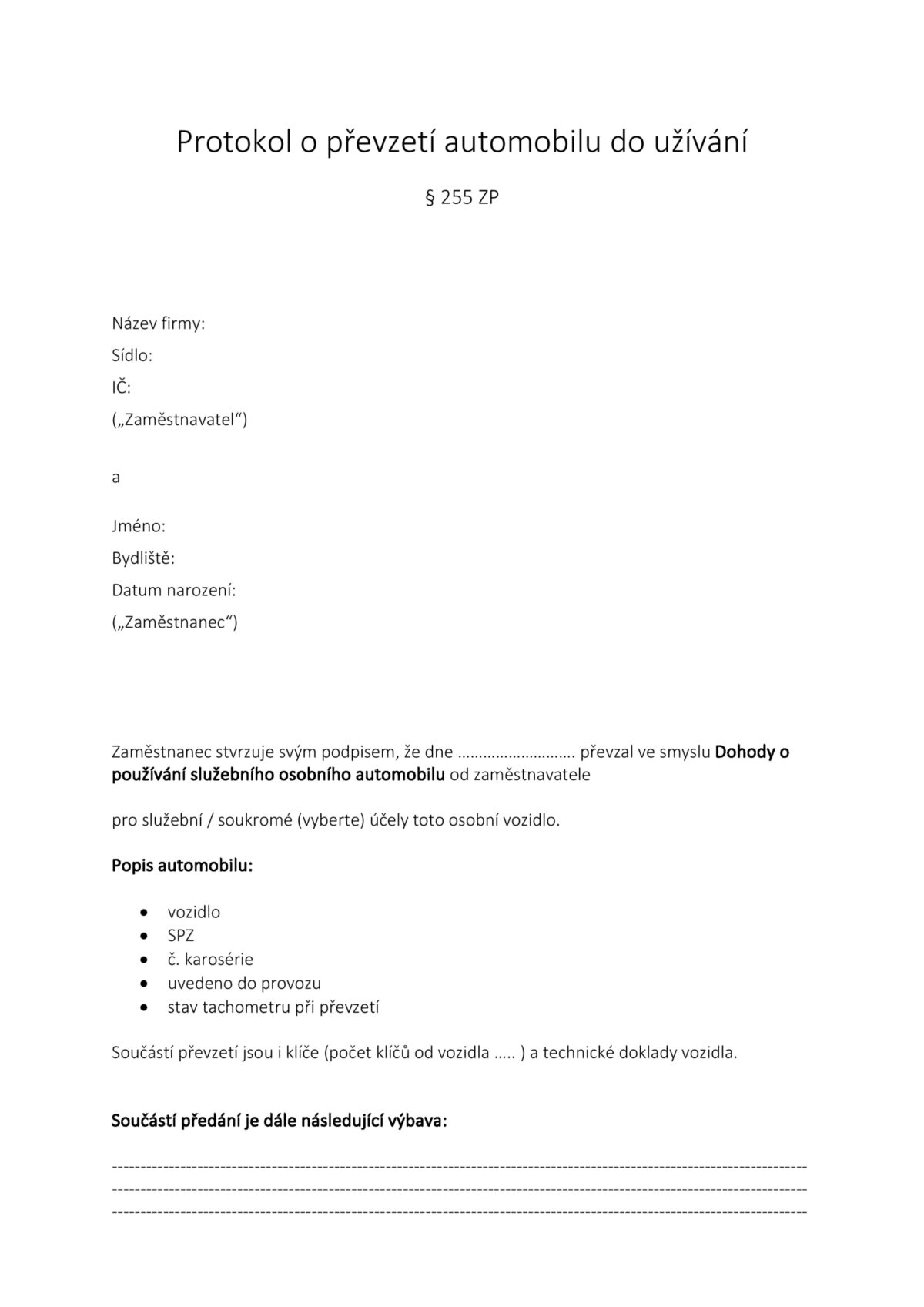 Předávací protokol Vzor 2025 ke stažení: Bytu, Stavby, Díla